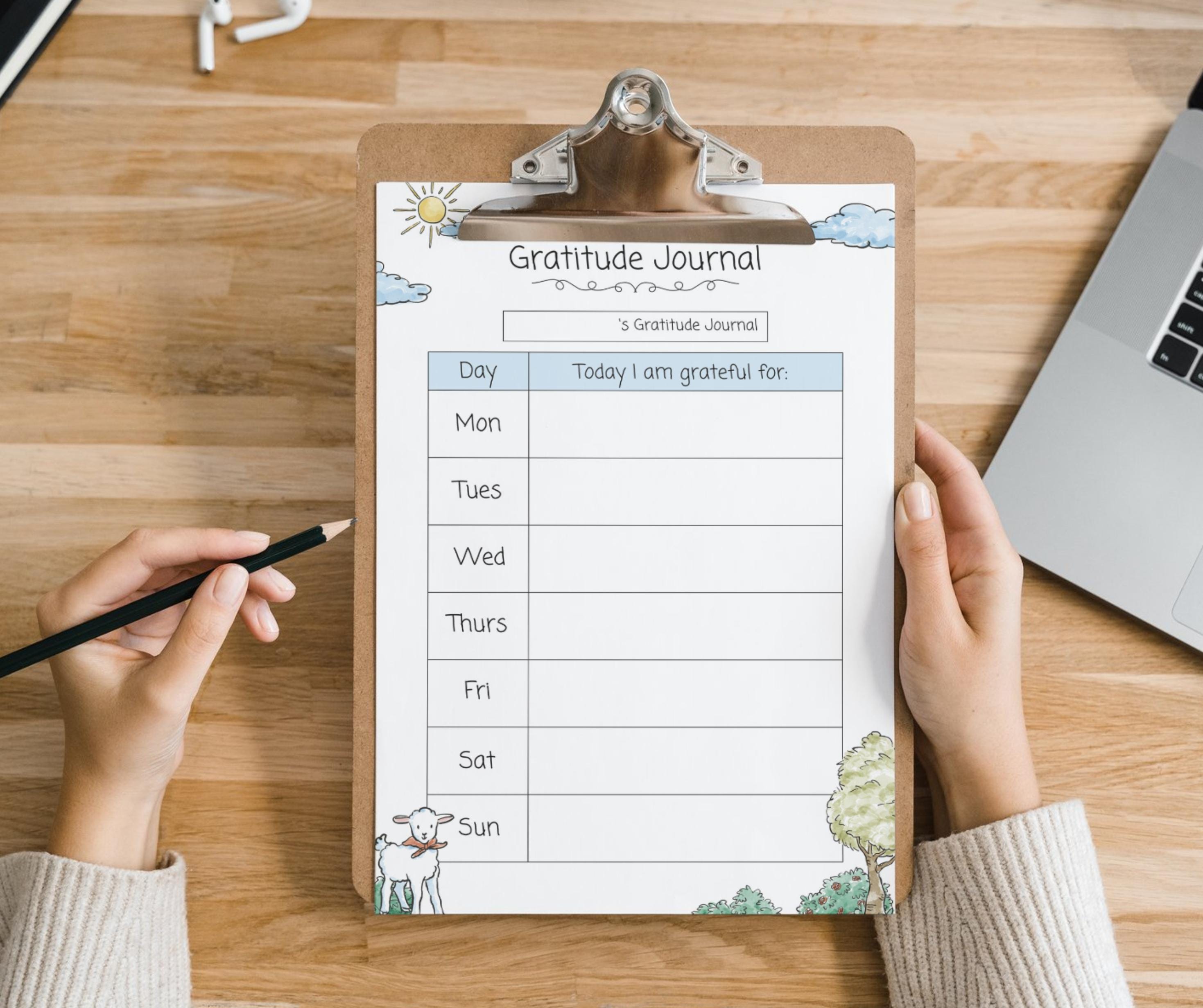 Gratitude Journal for Kids Printable PDF | Gratitude Chart ...