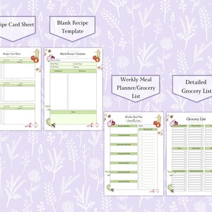 Meal Prep and Recipe Template Bundle Printable PDF | Grocery List ...