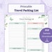 Travel Packing List Printable PDF | Packing Checklist | Travel ...