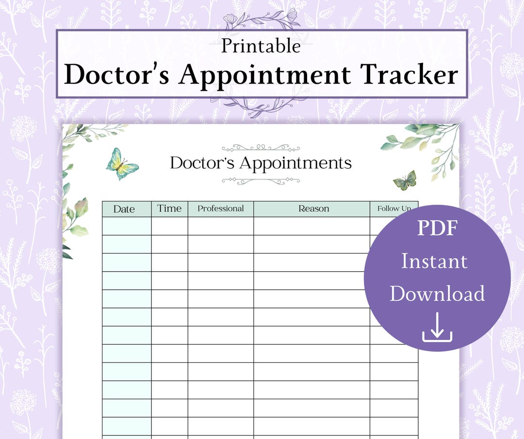 Appointment Tracker for Dr Appointments Printable PDF | Doctor Visit ...