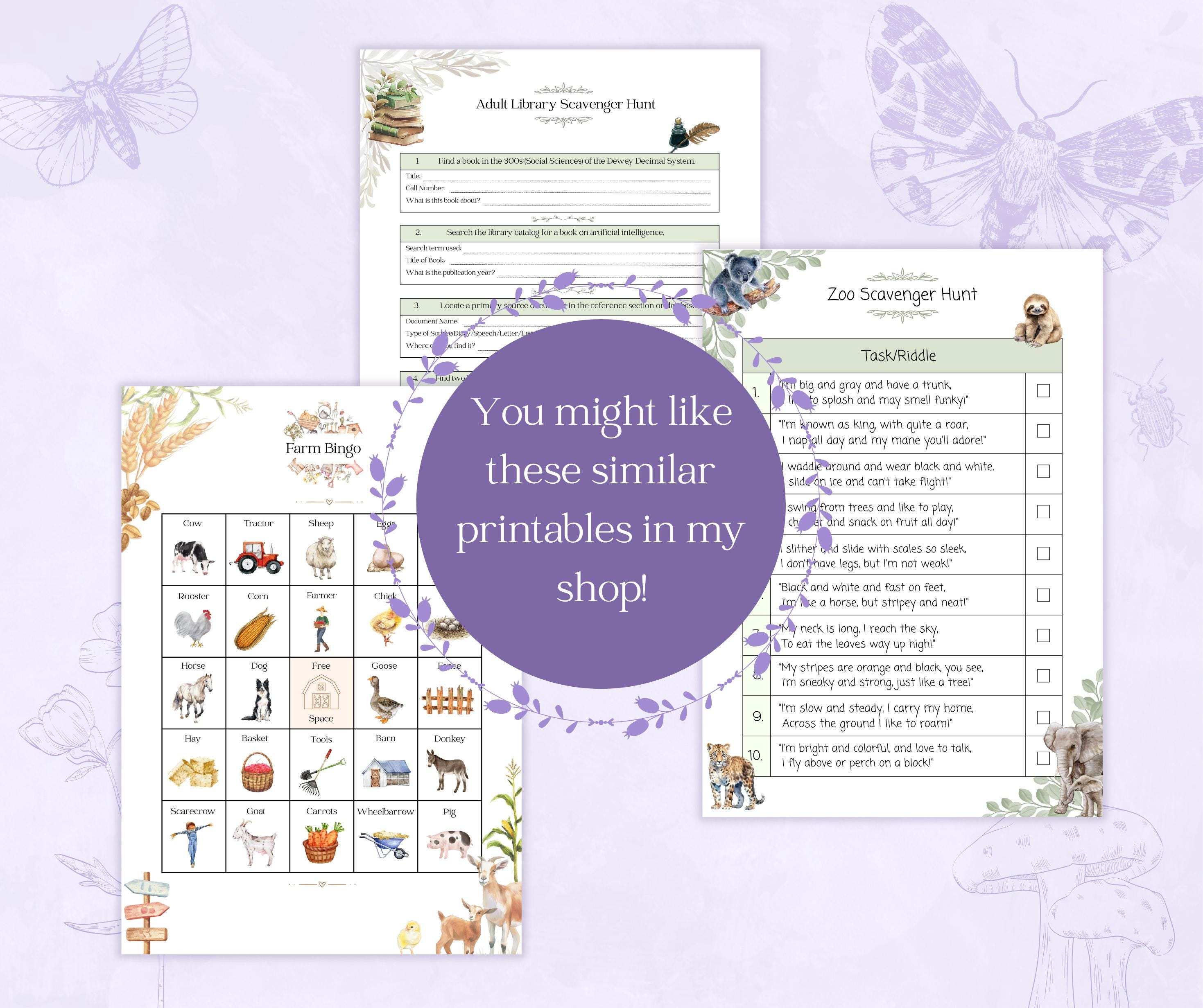 Farmers Market Scavenger Hunt Printable PDF | Farm Market Activity ...