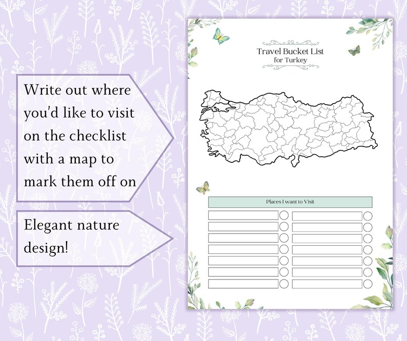 Turkey Travel Bucket List Printable PDF | Vacation Trip to Turkey ...