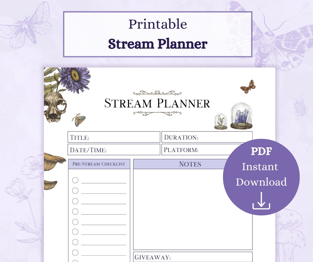 Stream Planner Printable PDF | Witchy Planner | Gaming Planner ...