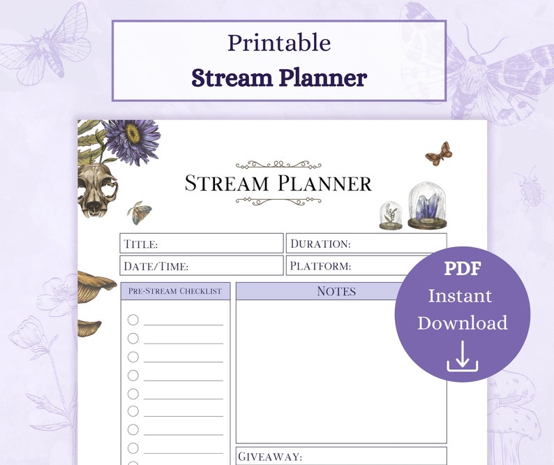 Stream Planner Printable PDF | Witchy Planner | Gaming Planner ...