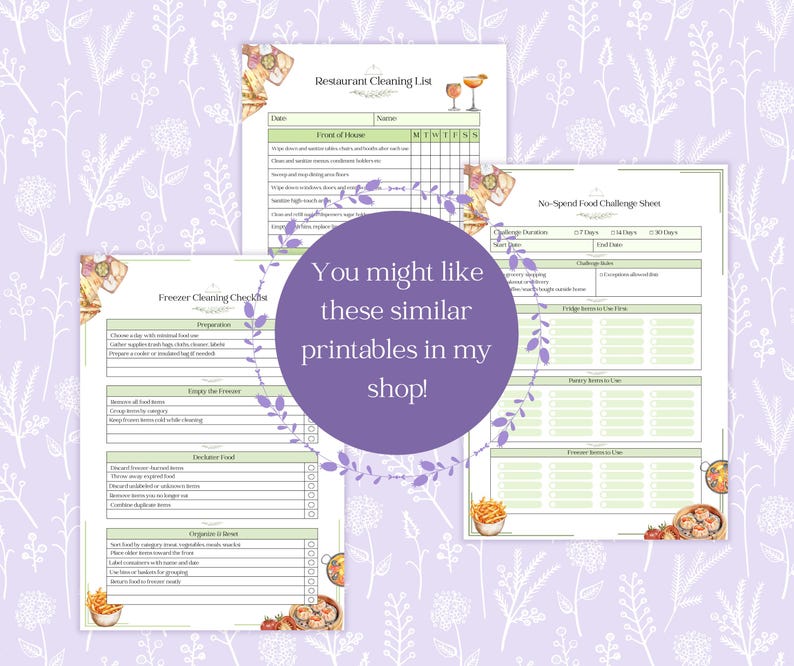 Kitchen Restock Checklist Printable PDF, Pantry, Fridge & Freezer ...