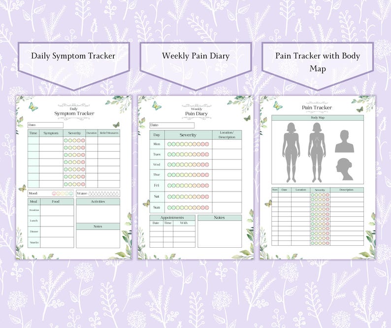 Pain and Symptom Log Bundle Printable PDF | Weekly Chronic Pain Chart ...