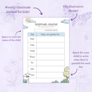 Gratitude Journal for Kids Printable PDF Gratitude Chart Gratefulness ...