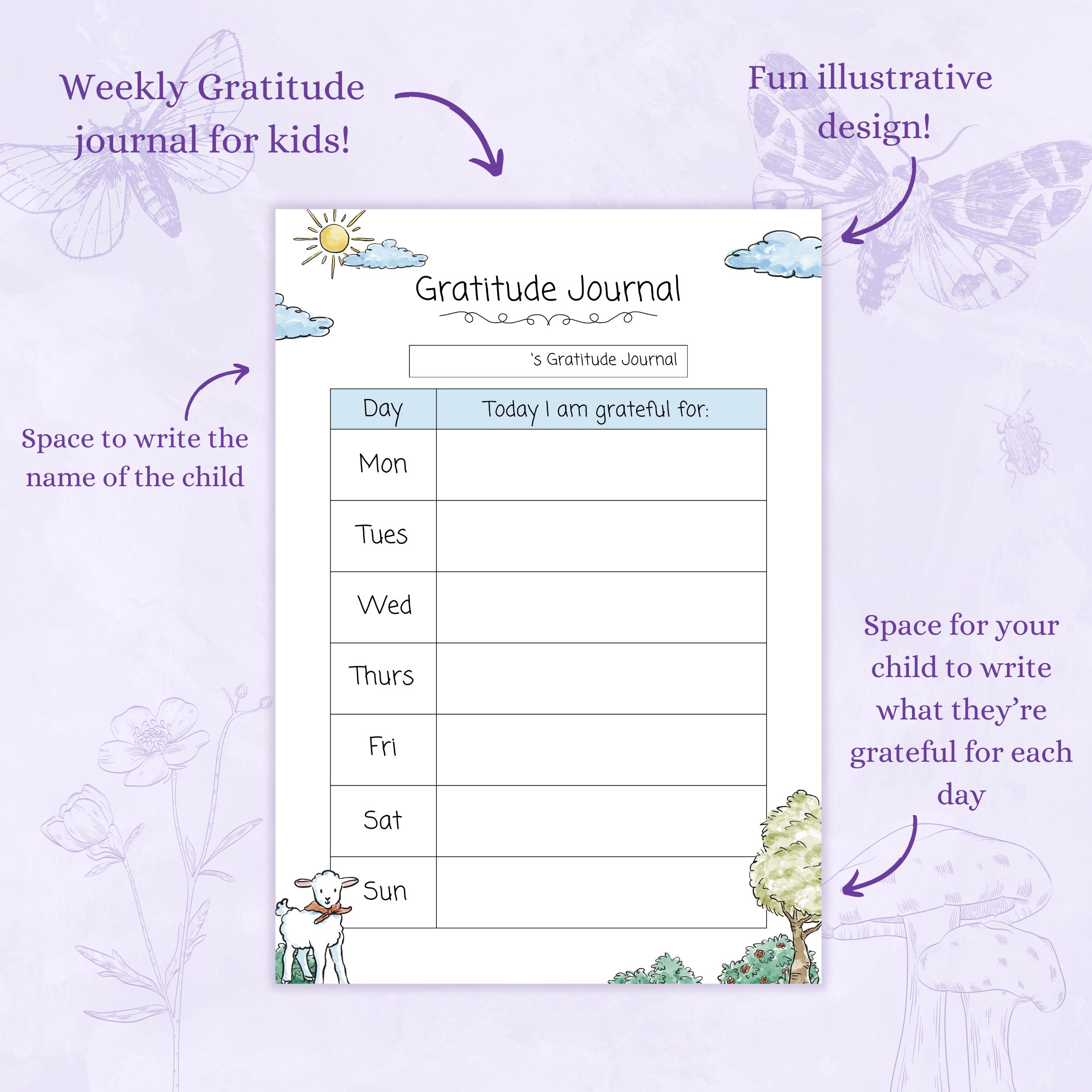 Gratitude Journal for Kids Printable PDF | Gratitude Chart ...