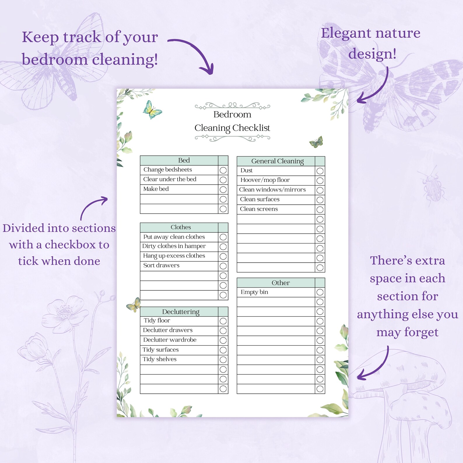 Bedroom Cleaning Checklist Printable PDF | Declutter Checklist ...
