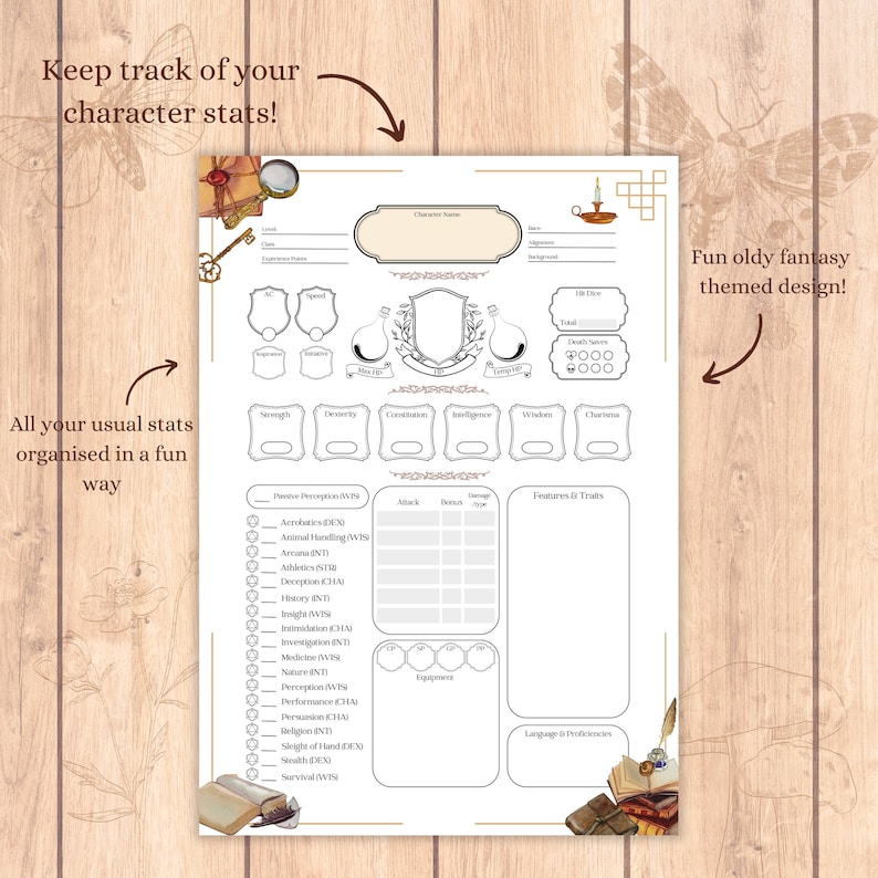 Dnd Character Sheet Printable PDF | Simple Dnd Character Sheet ...