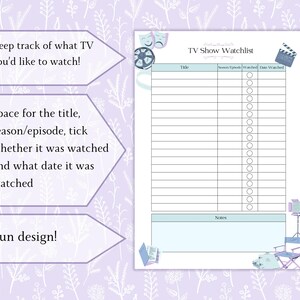 TV Show Tracker Bundle Printable PDF | TV Series Watchlist | Tv Show ...
