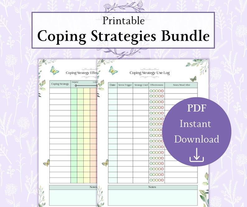 Coping Strategy Log Bundle Printable PDF | Therapy Notes | Coping ...