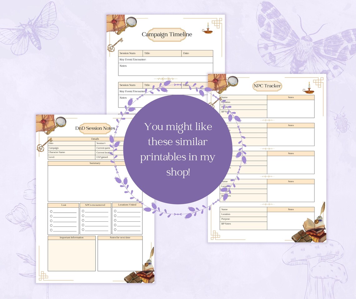 Dnd Quest Log Bundle Printable PDF | DM Quest Planner | Dnd Adventure ...