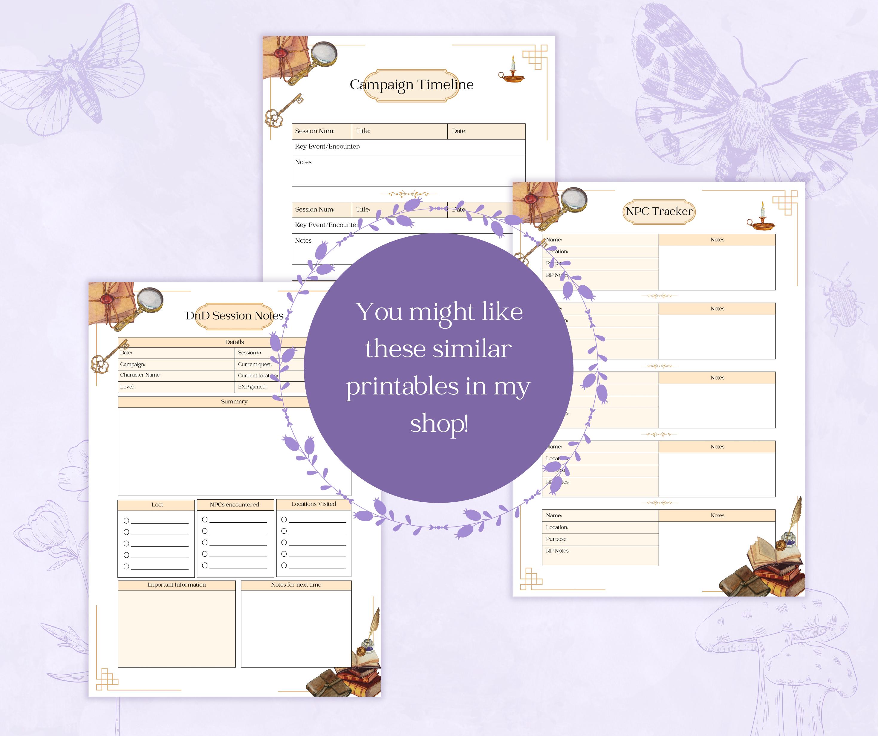 Dnd Quest Log Bundle Printable PDF | DM Quest Planner | Dnd Adventure Tracker | Dnd DM Toolkit ...