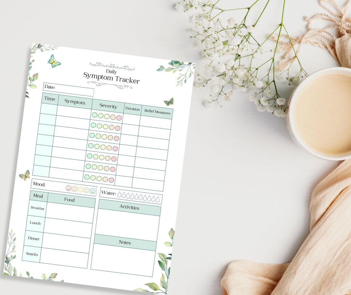 Daily Symptom Tracker Printable PDF | Medical Tracker | Symptom Chart ...