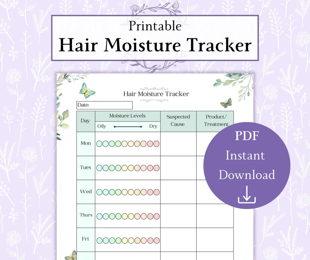 Hair Moisture Tracker Printable PDF | Oil Balance Log | Dry Scalp ...