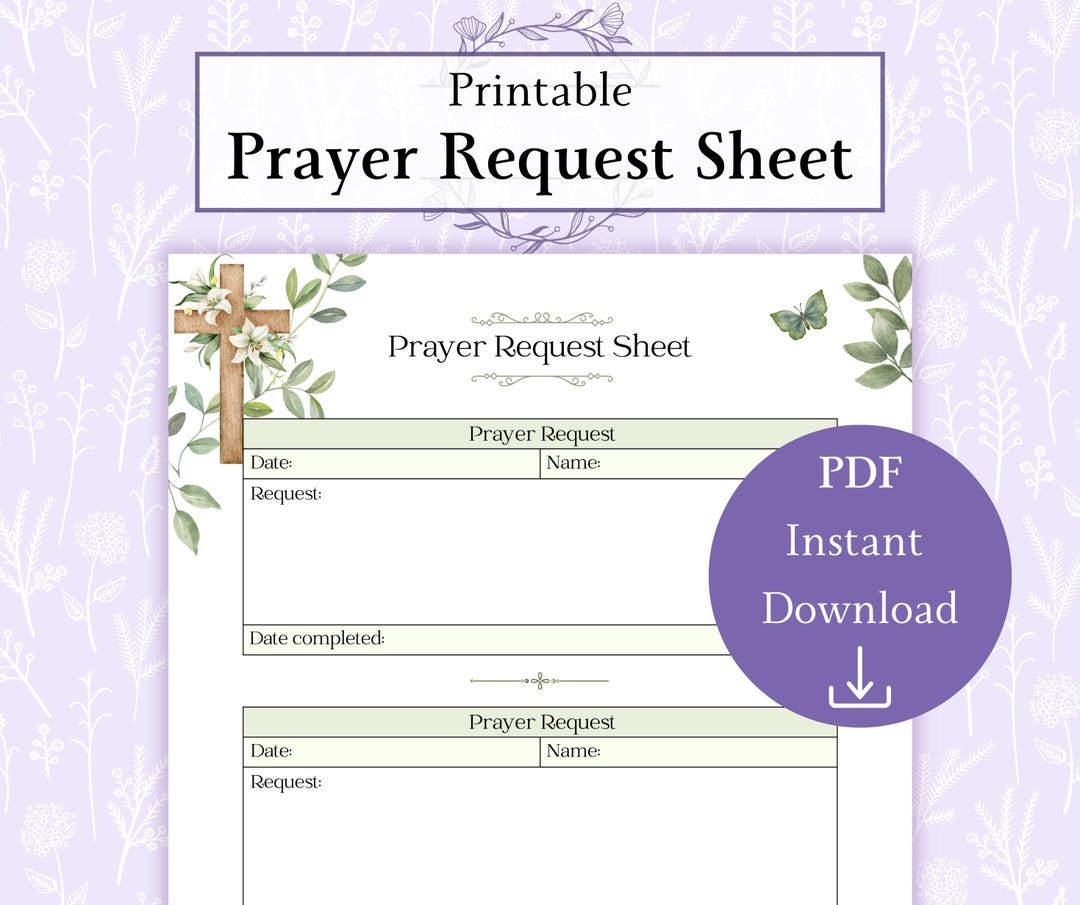 Prayer Request Sheet Printable PDF | Prayer Request List | Intercessory ...