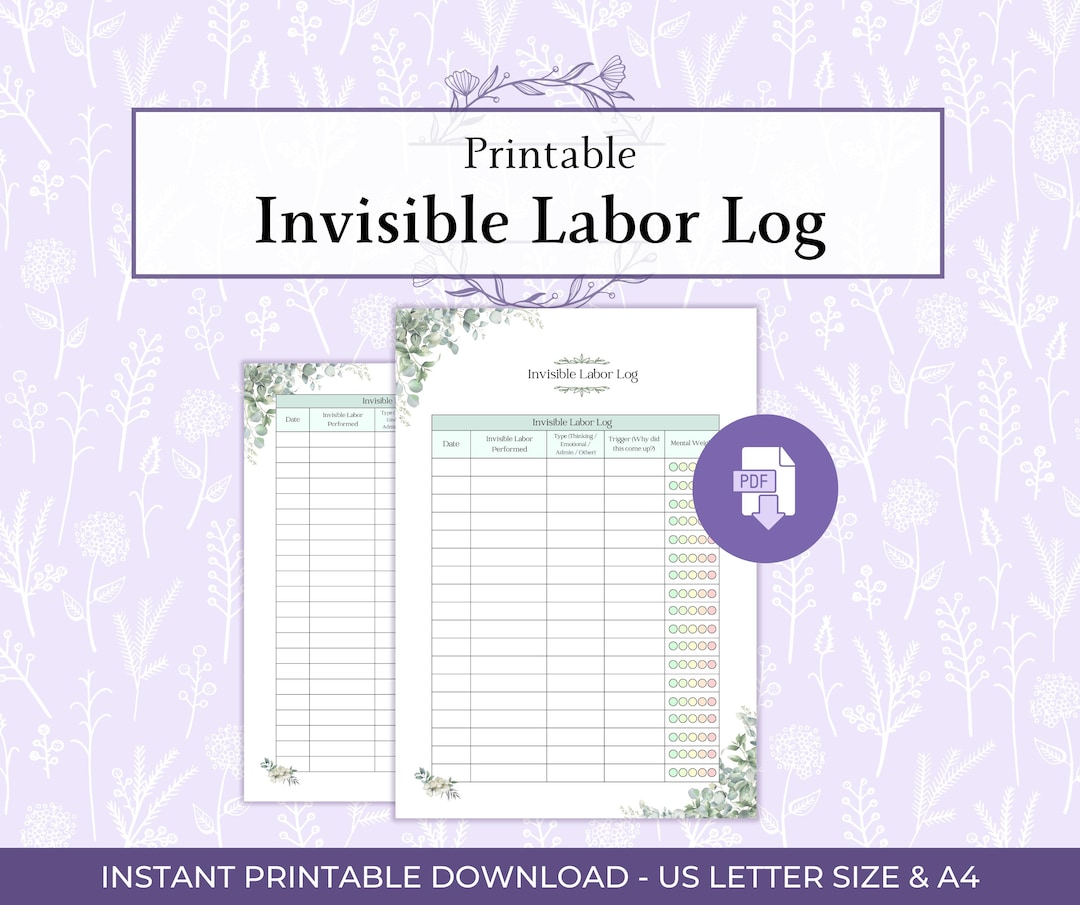Invisible Labor Log Printable PDF, Mental Load & Emotional Labor ...