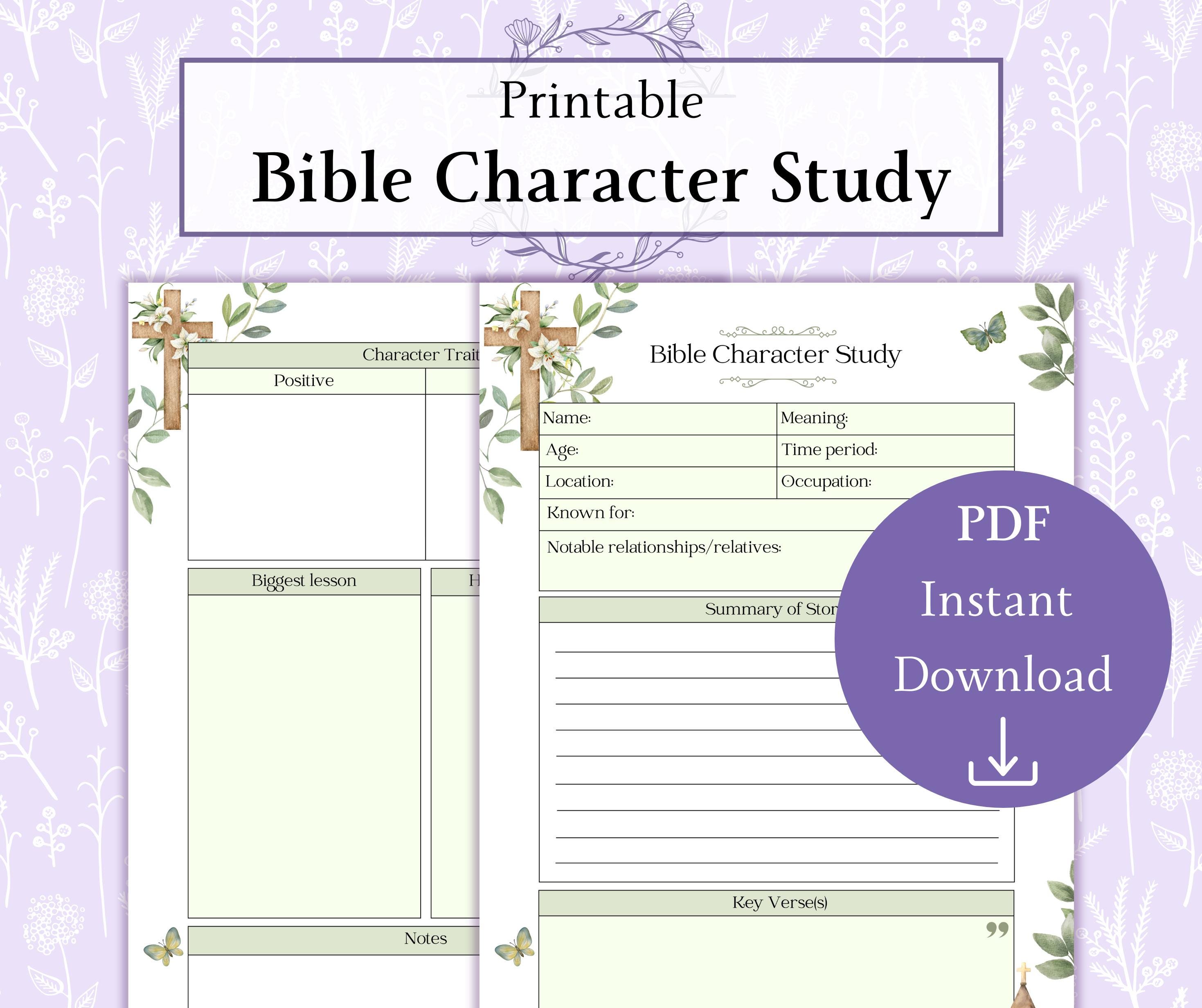 Bible Character Study Printable PDF | Character Mapping | Bible Study ...