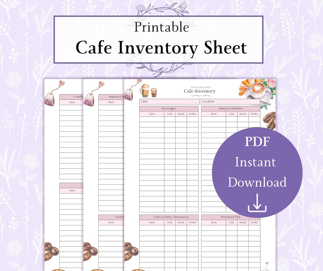 Cafe Inventory Sheet Printable PDF | Cafe Checklist | Barista Checklist ...