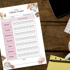 Caffeine Tracker Printable PDF | Wellness Journal | Caffeine Intake ...
