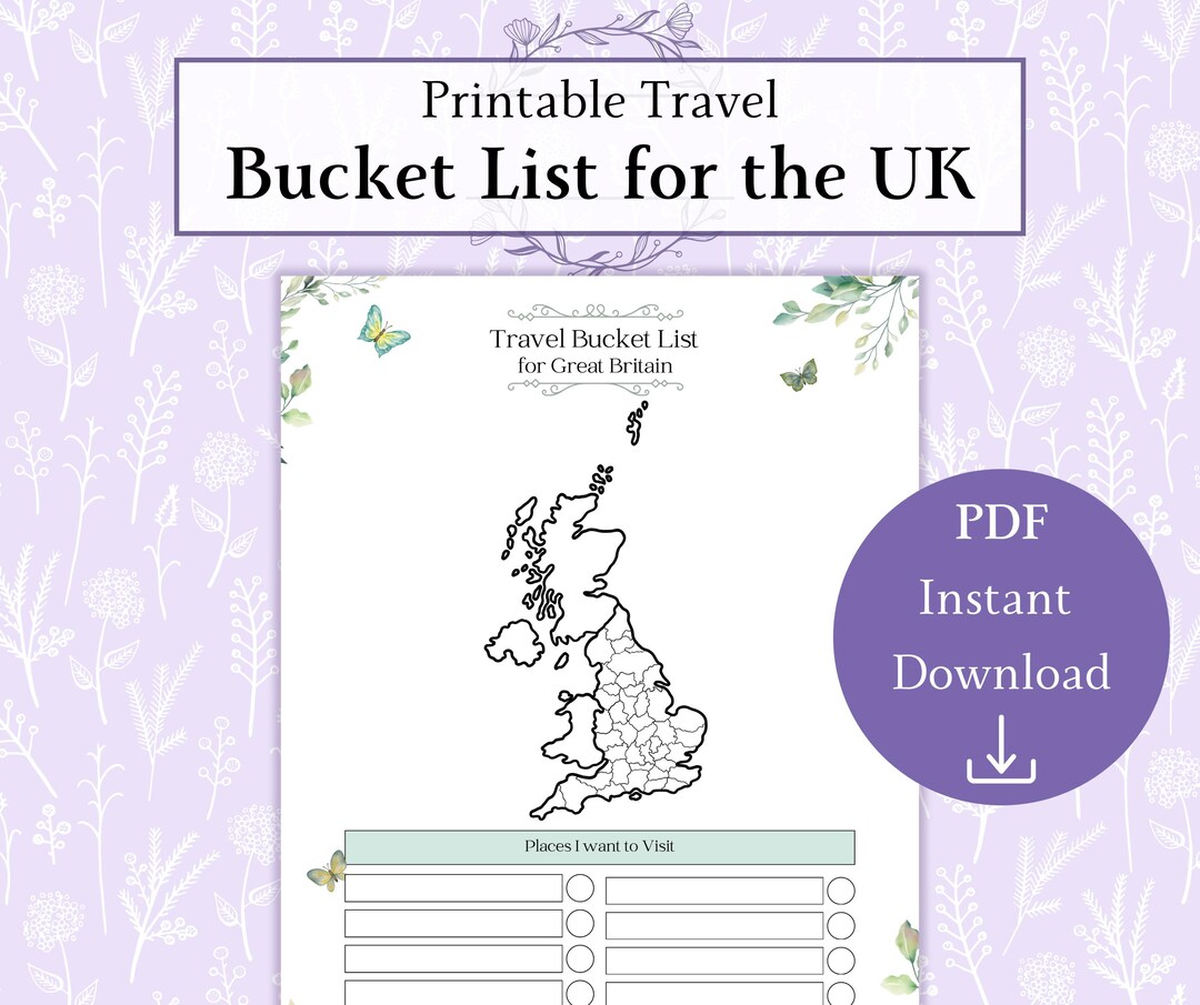 United Kingdom Bucket List Printable PDF, UK Bucket List, European ...