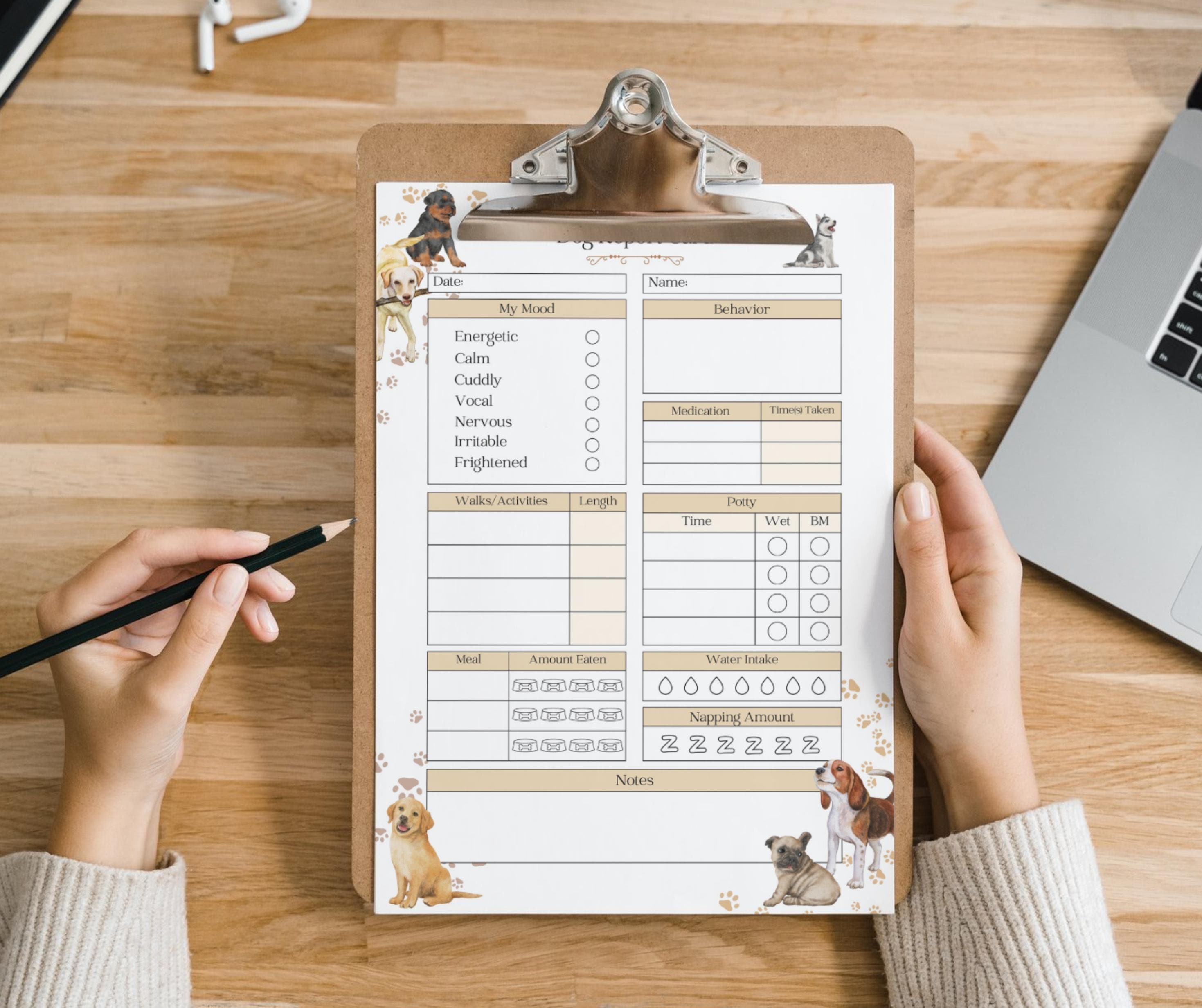 Dog Report Card Printable PDF | Dog Sitter Report Card Sheet | Puppy ...