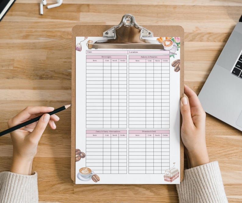 Cafe Inventory Sheet Printable PDF | Cafe Checklist | Barista Checklist ...