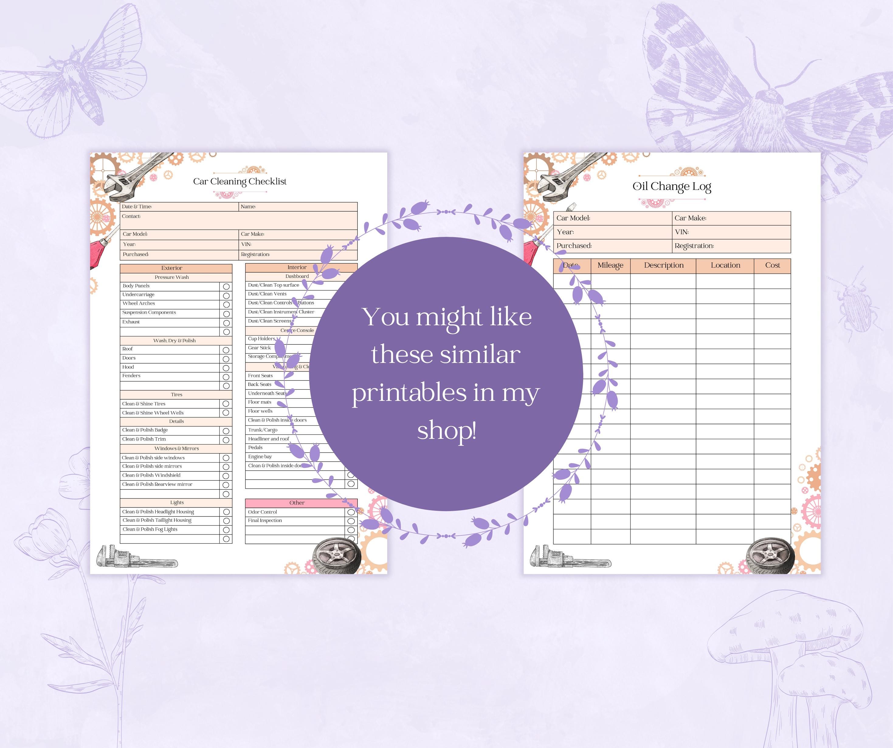 Car Mileage Tracker Printable PDF | Car Miles Log | Vehicle Mileage ...