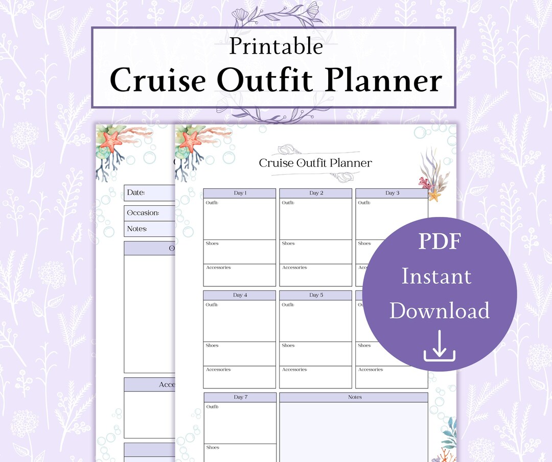 Cruise Outfit Planner Printable PDF | Vacation Outfit Planner | Daily ...