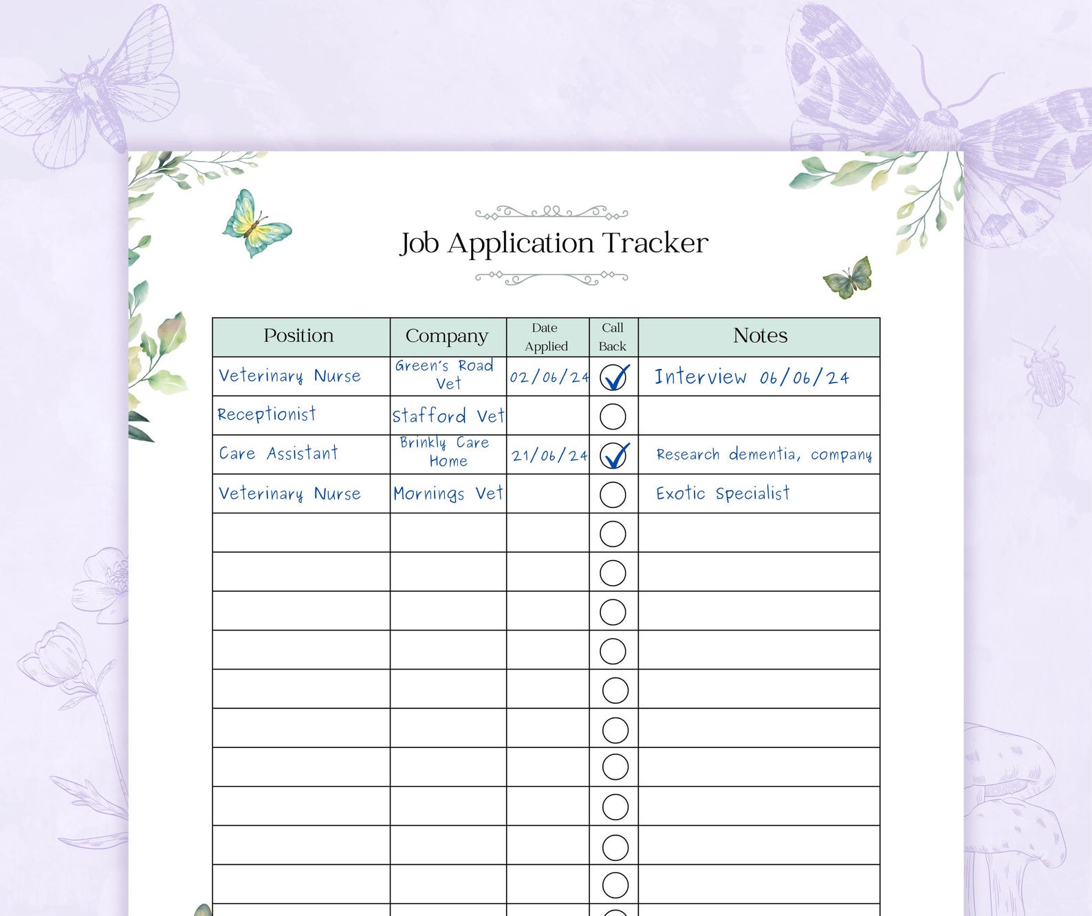 Job Application Tracker Printable PDF | Job Hunt Tracker | Business ...