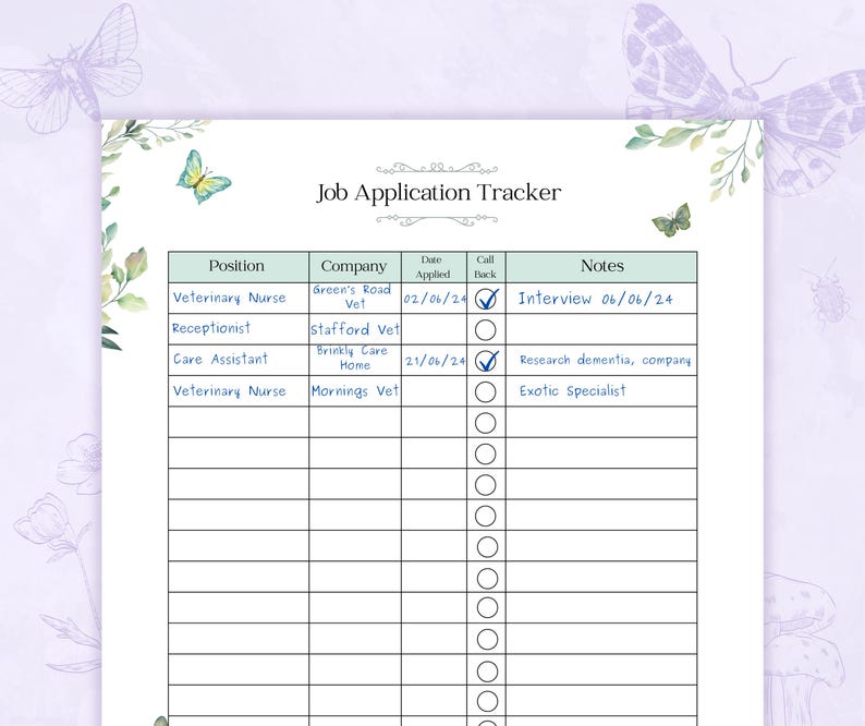 Job Application Tracker Printable PDF | Job Hunt Tracker | Business ...