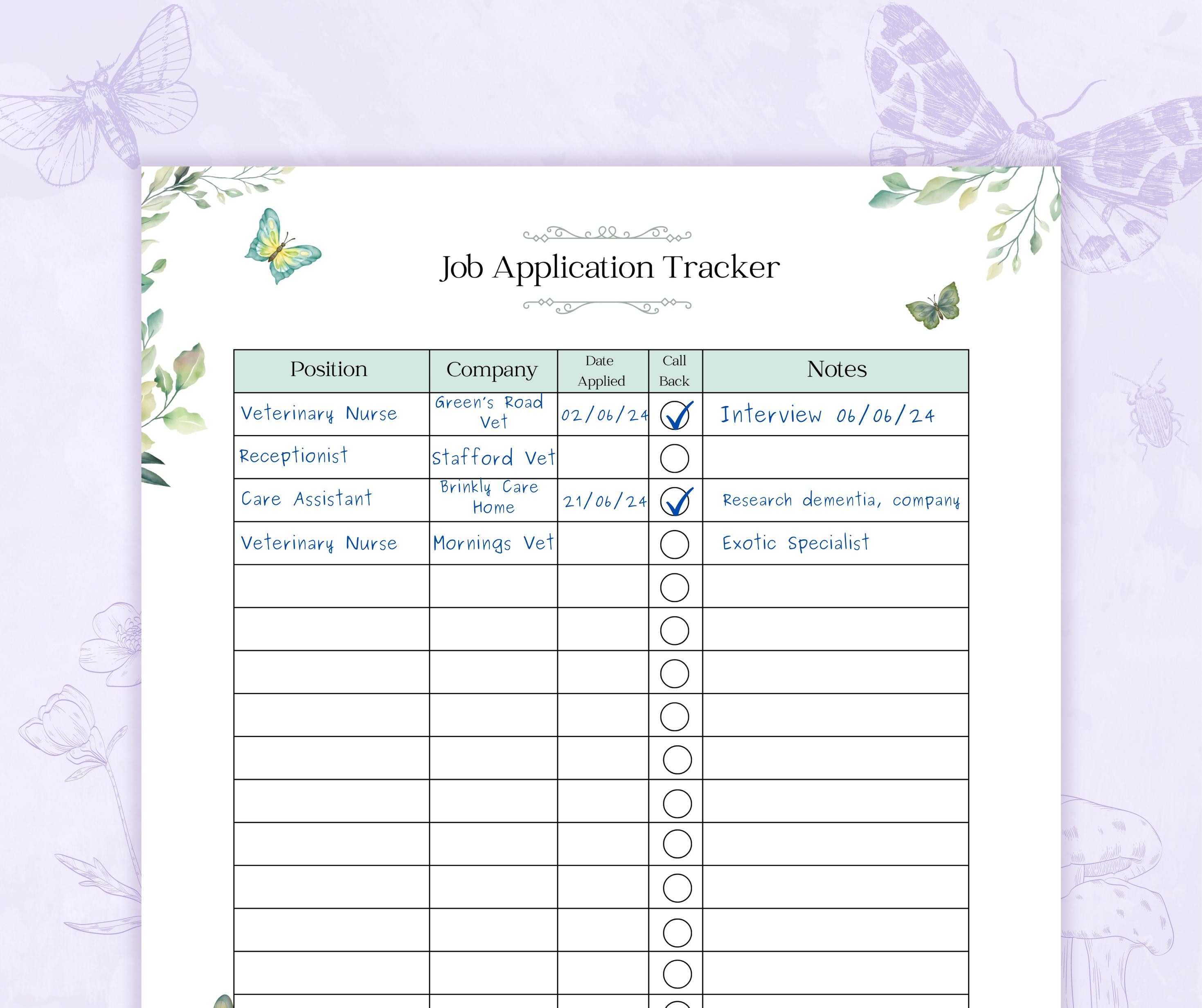 Job Application Tracker Printable PDF | Job Hunt Tracker | Business ...