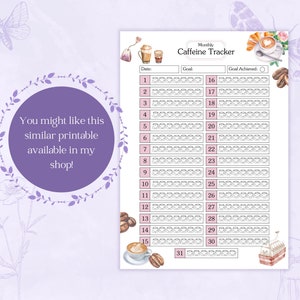 Caffeine Tracker Printable PDF | Wellness Journal | Caffeine Intake ...