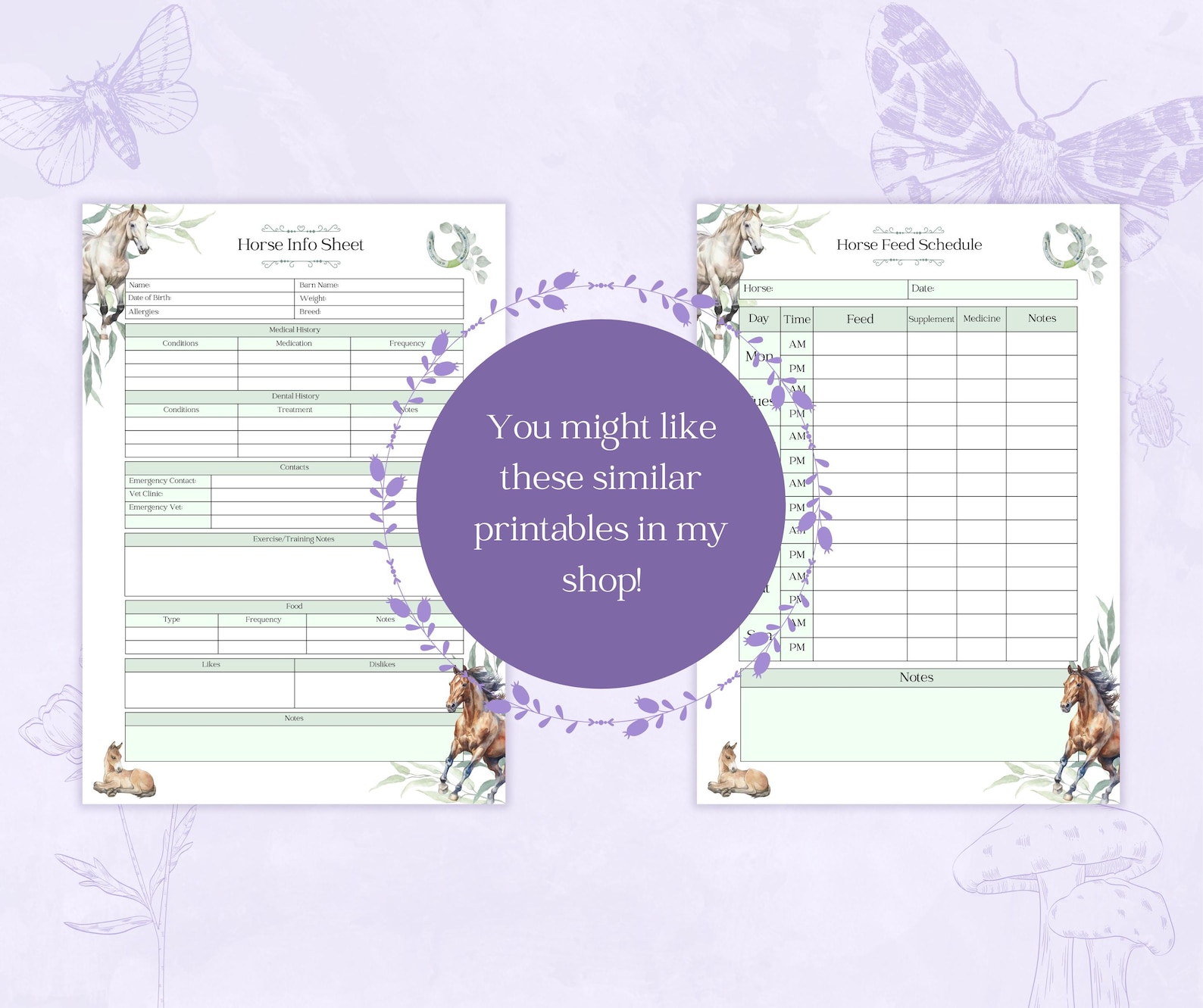 Horse Expense Log Printable PDF | Pet Expense Tracker | Equine Record ...