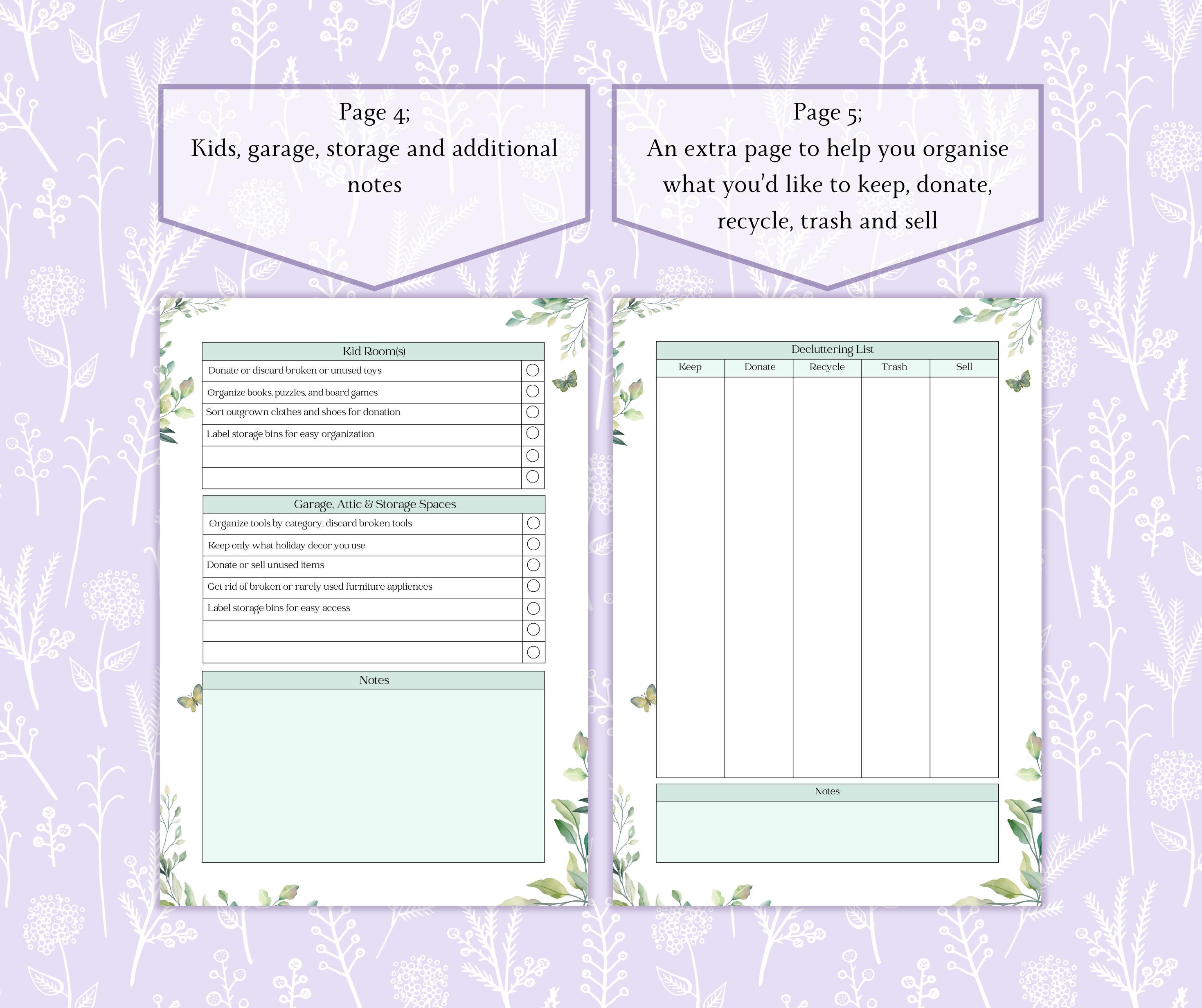 Decluttering Worksheet Checklist Printable PDF | Cleaning Checklist ...