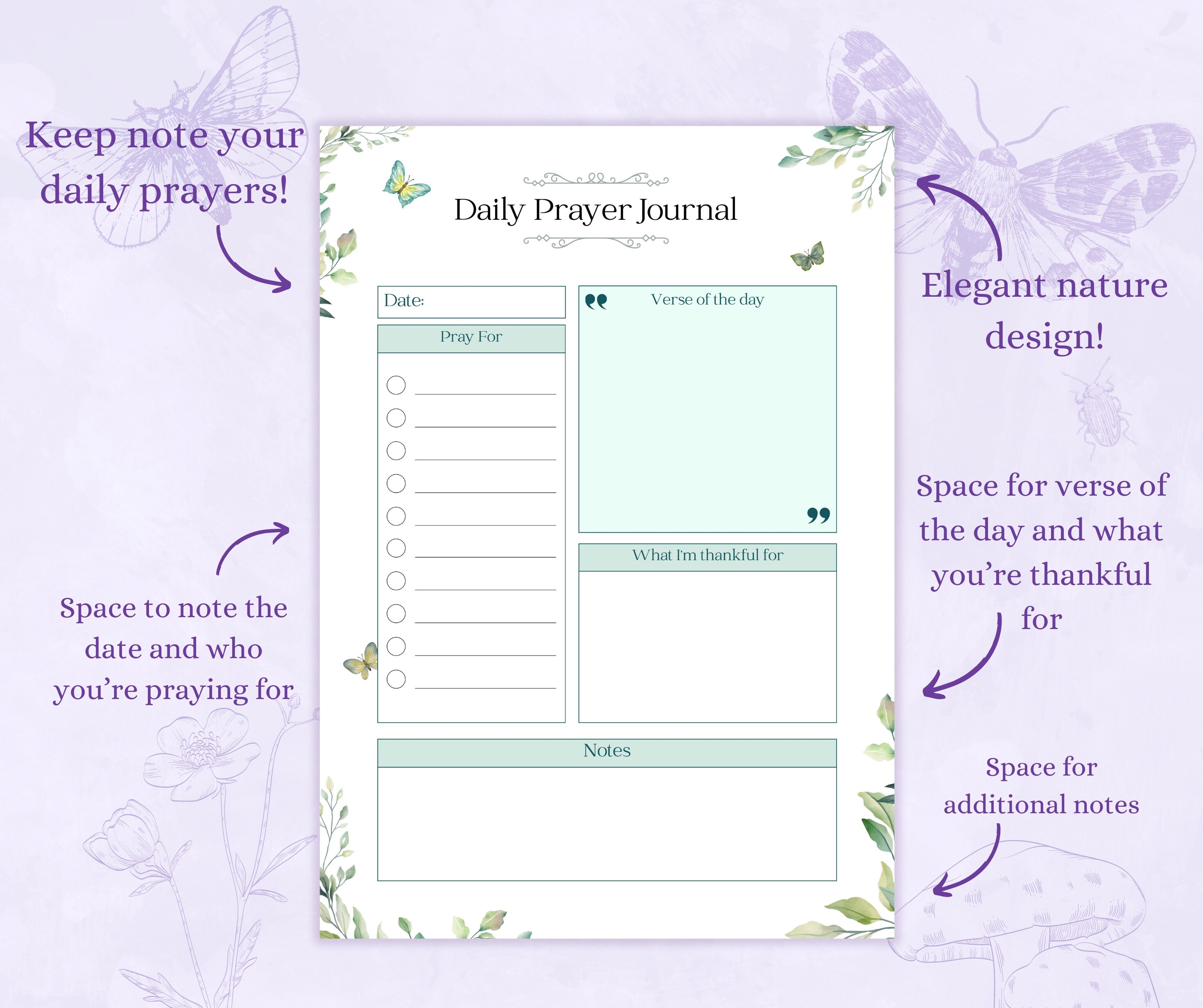Prayer Journal Printable PDF | Daily Prayer Planner | Bible Study ...