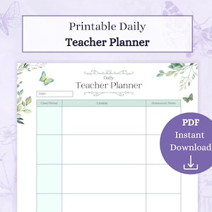 Daily Teacher Planner Printable PDF | Teacher Diary | Homeschool ...