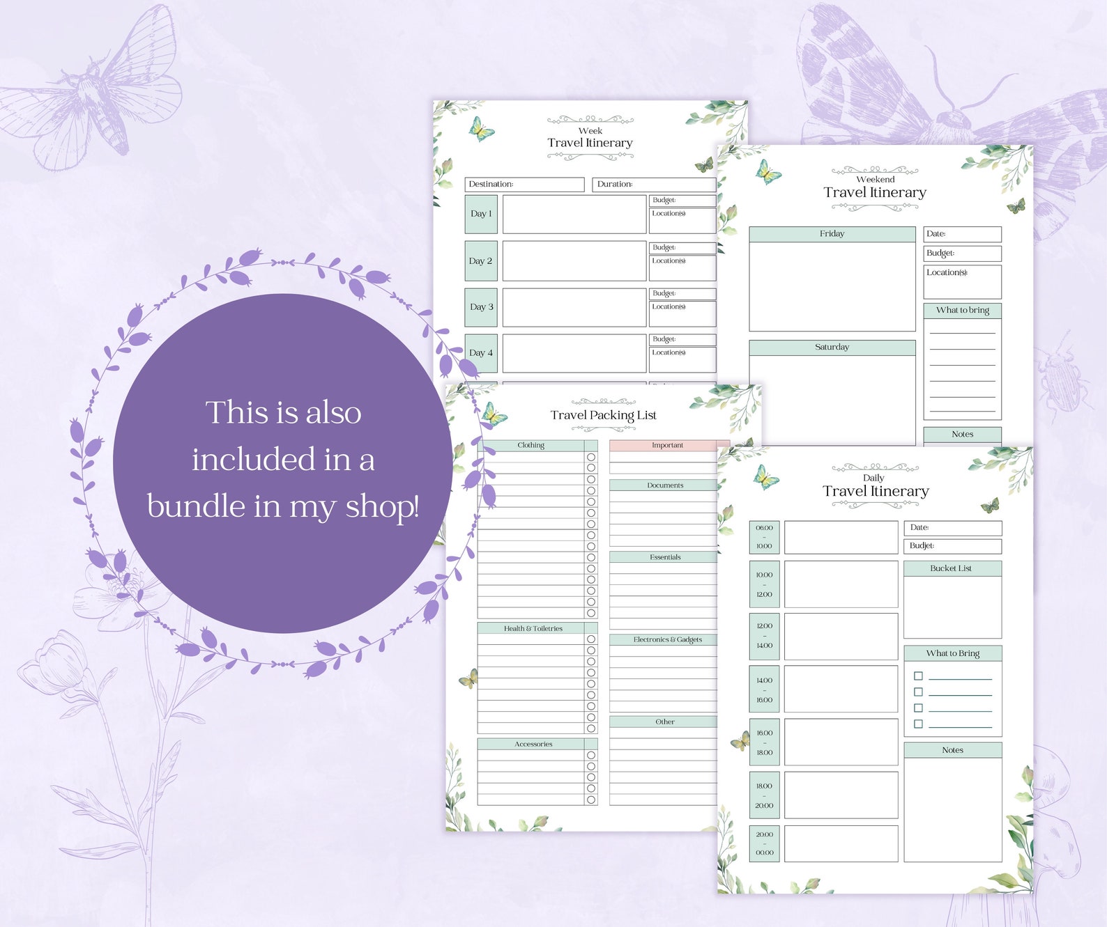 Daily Travel Itinerary Printable PDF | Travel Planner Printable | Daily ...