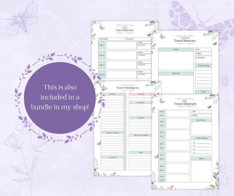 Daily Travel Itinerary Printable PDF | Travel Planner Printable | Daily ...