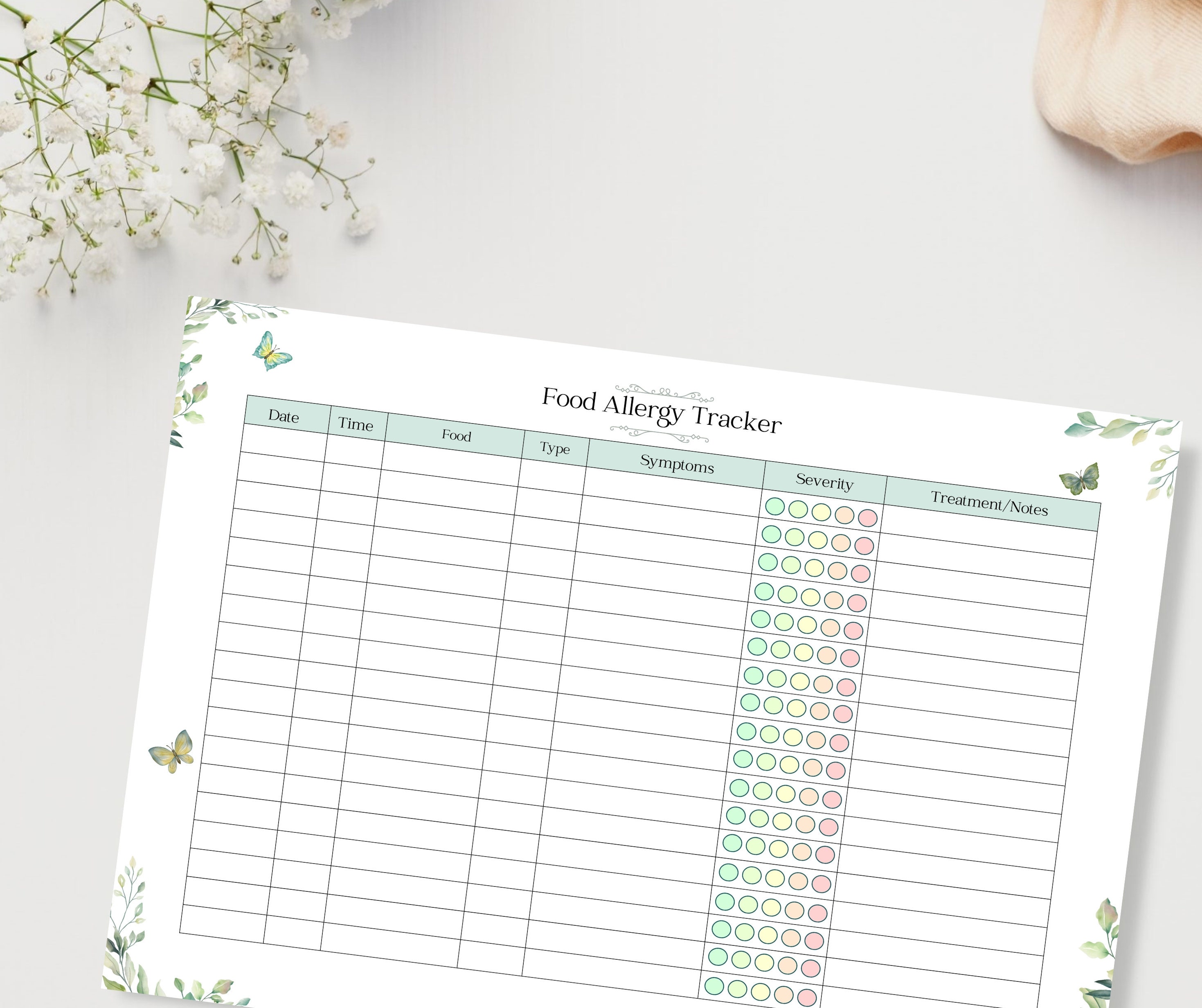 Food Allergy Tracker Printable PDF | Allergy Symptom Tracker | Allergy ...