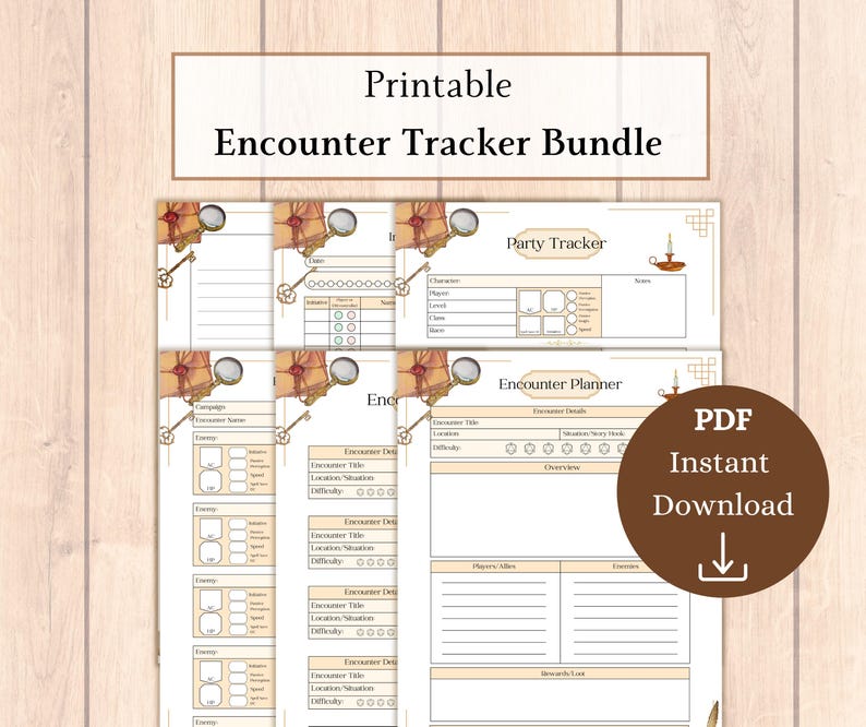 Encounter Tracker Bundle Printable PDF | Initiative Tracker | DM ...