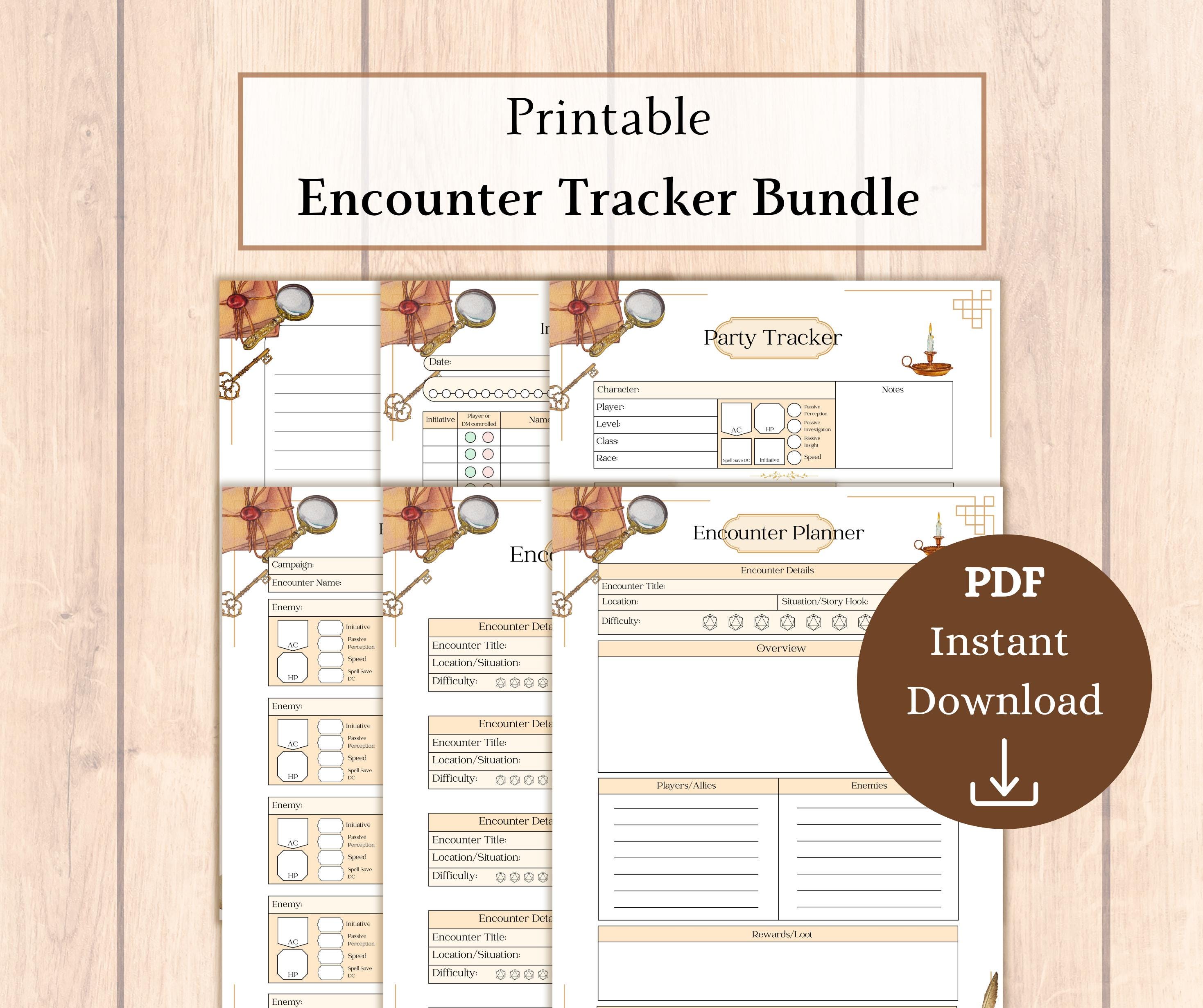 Encounter Tracker Bundle Printable PDF | Initiative Tracker | DM Encounter Planner | Dnd Party ...