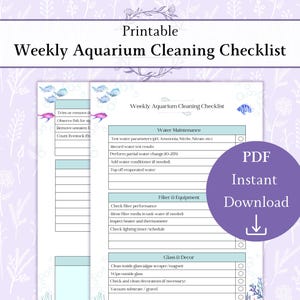 Aquarium Cleaning Checklist Printable PDF | Weekly Tank Maintenance ...