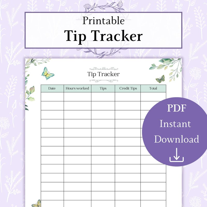 Tip Log Sheets Printable - Etsy