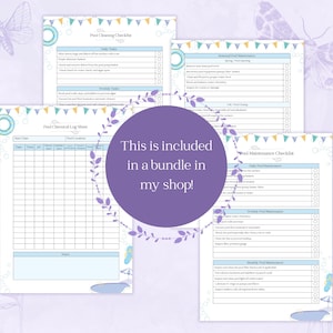 Pool Chemical Log Sheet Printable PDF | Pool Balance Tracker | Swimming ...