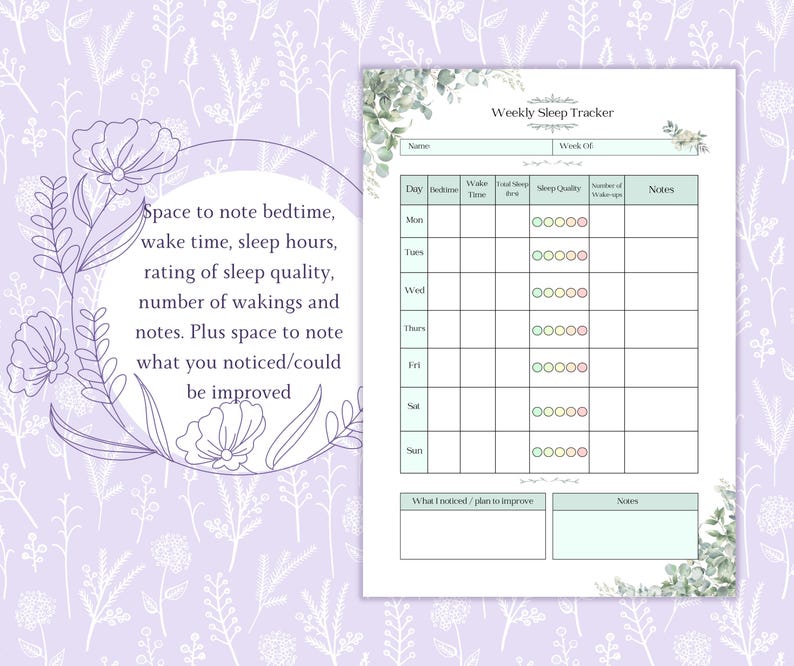 Weekly Sleep Log Printable PDF | Sleep Tracker | Sleep Journal | Sleep ...