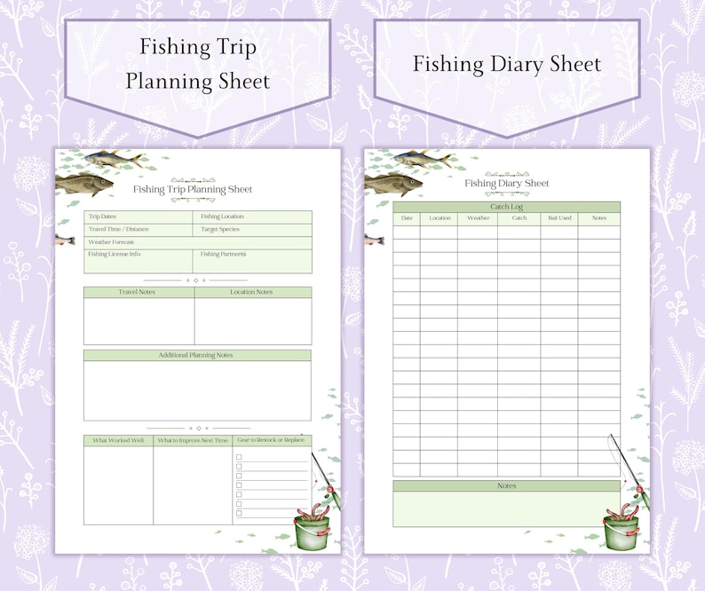 Fishing Trip Bundle Printable PDF | Fishing Diary Sheet | Fishing ...