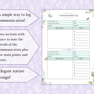 Communication Log Printable PDF | Message Log | Conversation Log | Call ...