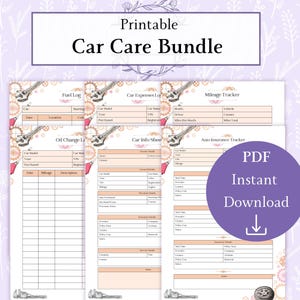 Car Care Planner Printable PDF | Vehicle Information | Car Info Sheet ...